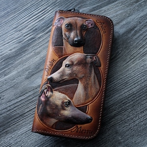 Dog Wallet, Hand Tooled Women's Wallet, Zipper Wallet With Three ...