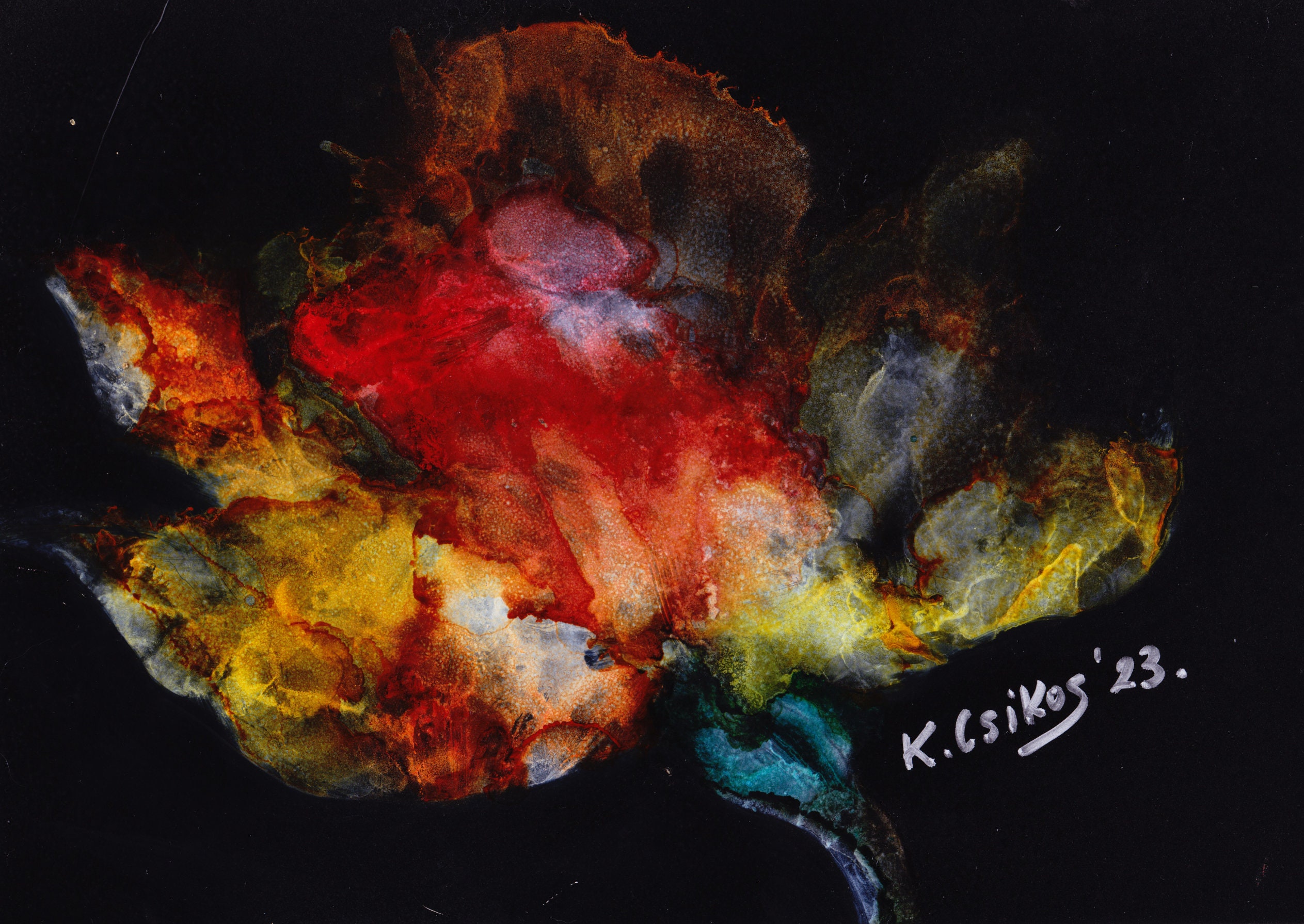 The Gypsy Rose Original Alcohol Ink Art 5x7 In. Matting With Black - Etsy