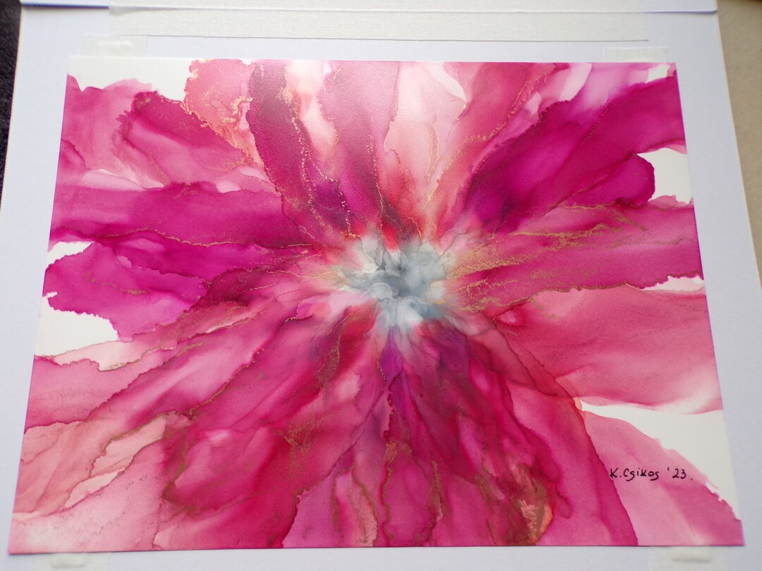 Lady in Red - Original Alcohol Ink Art - 9x12 Inches - Acid-free White ...