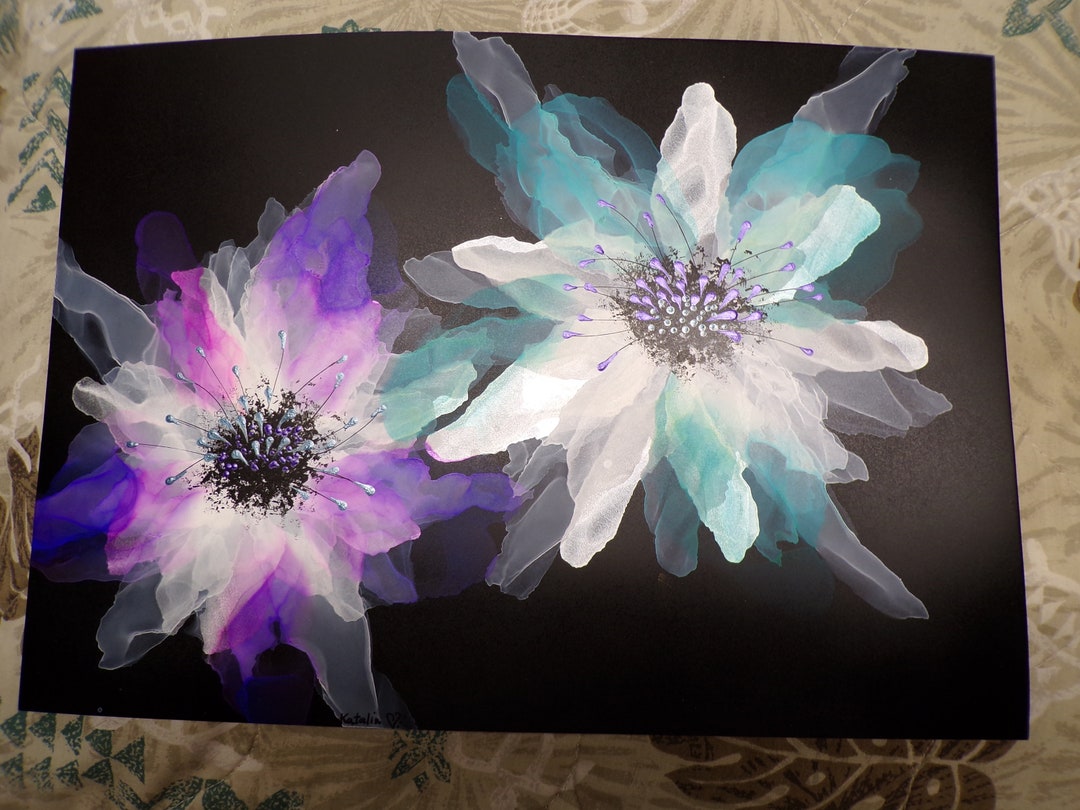 Re-connection - Original Alcohol Ink Art - 12x8.5 Inches - Etsy