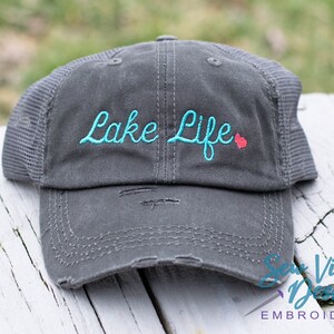 Lake Life Hat Distressed Baseball Cap OR Ponytail Hat Lake Hat Life is ...