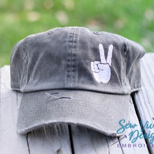 Peace Sign Hat Distressed Baseball Cap OR Ponytail Hat | Etsy