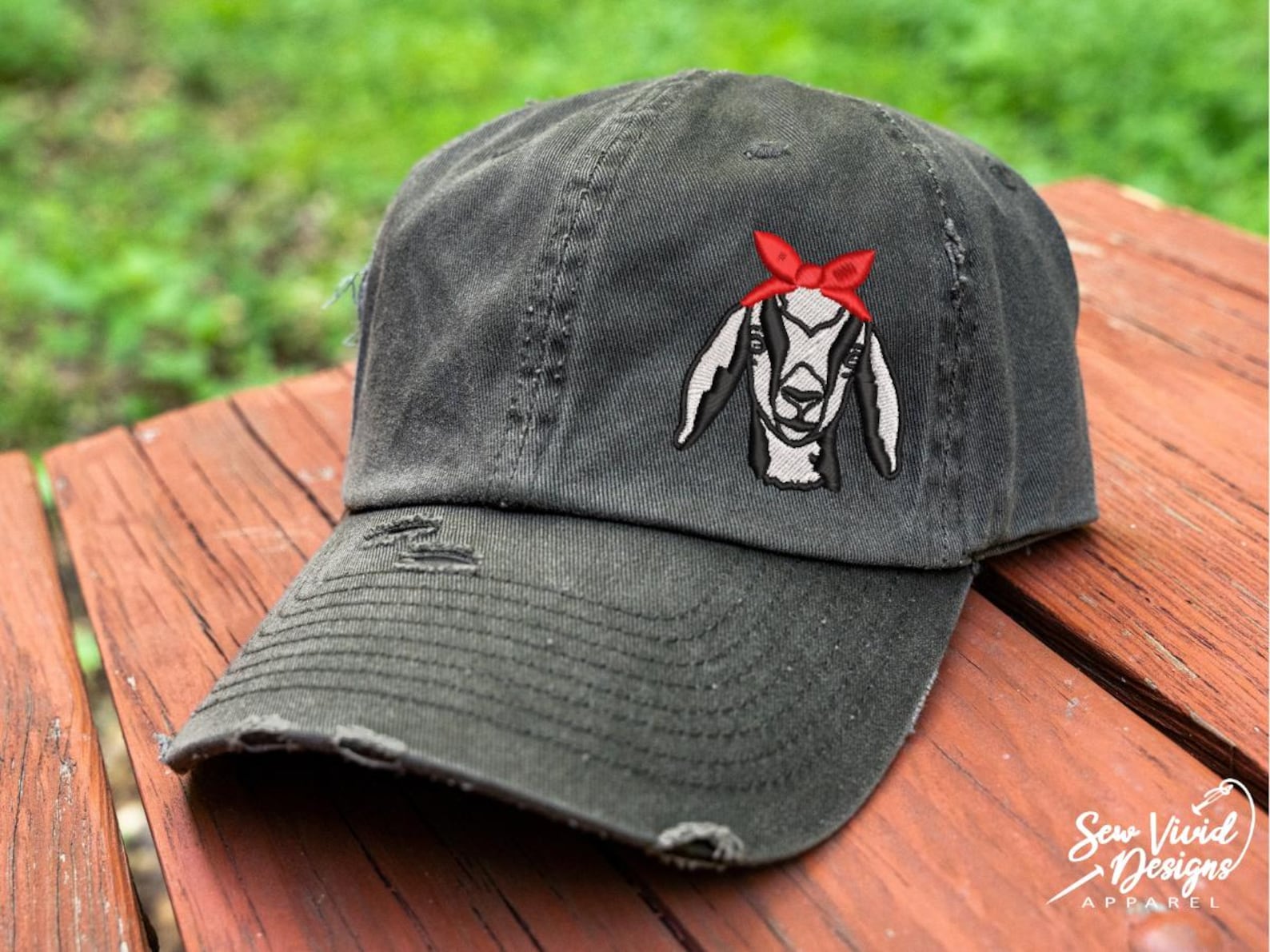 Goat Bandana Hat | Distressed Baseball Cap OR Ponytail Hat | Vintage ...