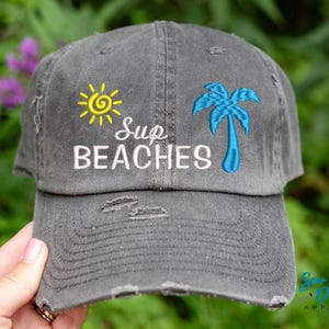 Sup Beaches Hat | Distressed Baseball Cap OR Ponytail Hat | Funny ...