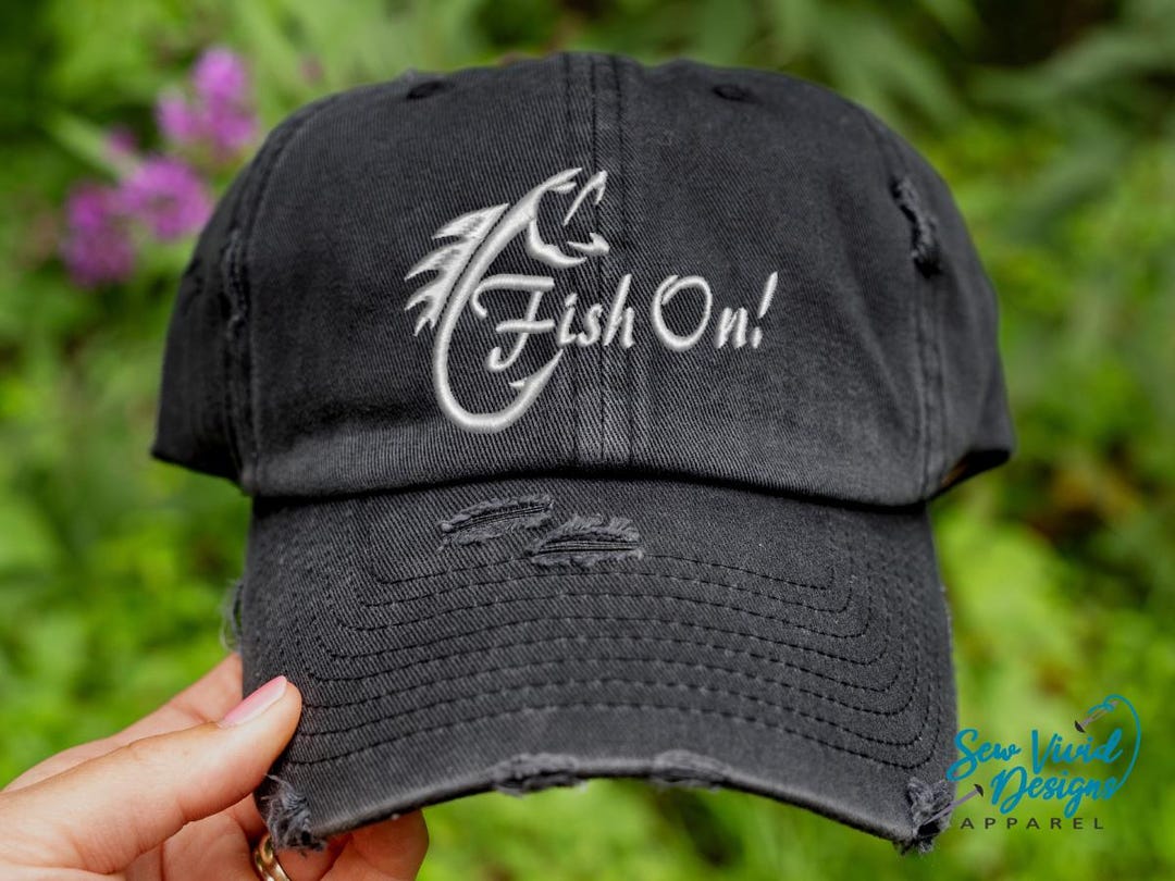 Fish on Hat | Distressed Baseball Cap OR Ponytail Hat | Fishing Hat ...