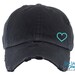 Heart Outline Hat Distressed Baseball Cap OR Ponytail Hat Love Hat With ...