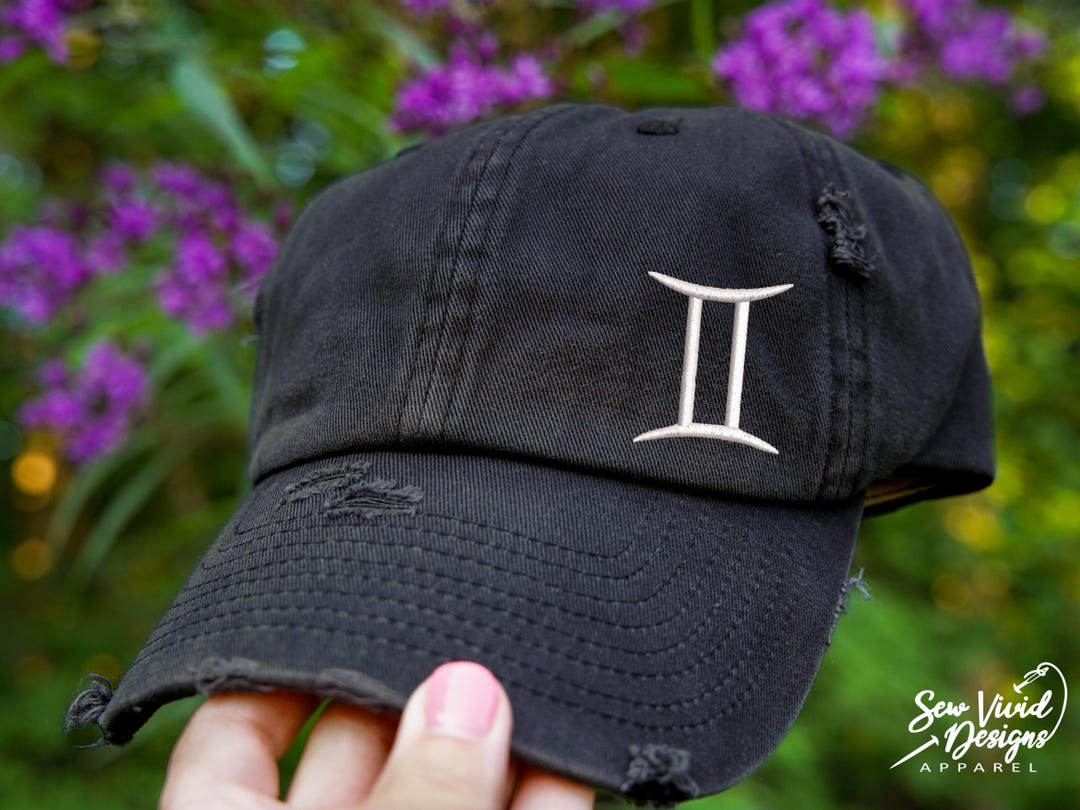 Gemini Sign Hat | Distressed Baseball Cap OR Ponytail Hat | Zodiac ...