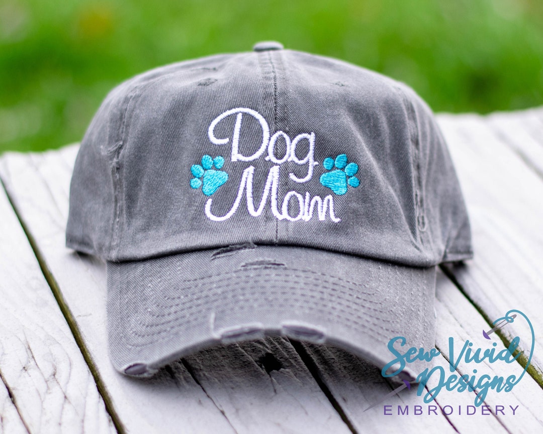 Dog Mom Hat Distressed Baseball Cap OR Ponytail Hat Dog Mom Gift Dog ...