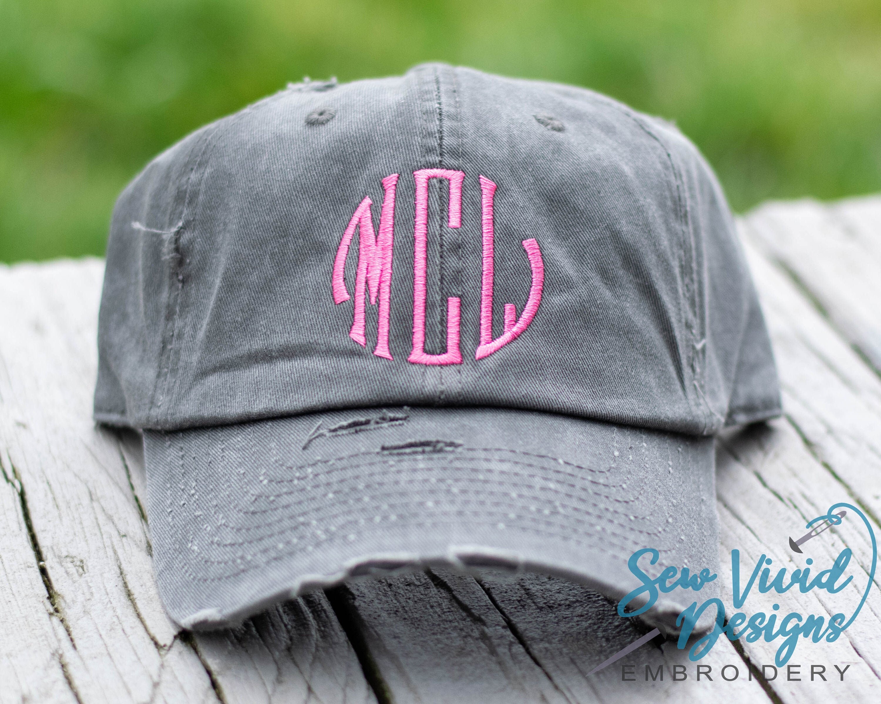 Monogrammed Hat Distressed Baseball Cap OR Ponytail Hat | Etsy