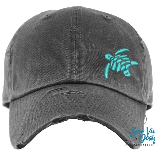 Turtle Hat Distressed Baseball Cap OR Ponytail Hat Ocean - Etsy