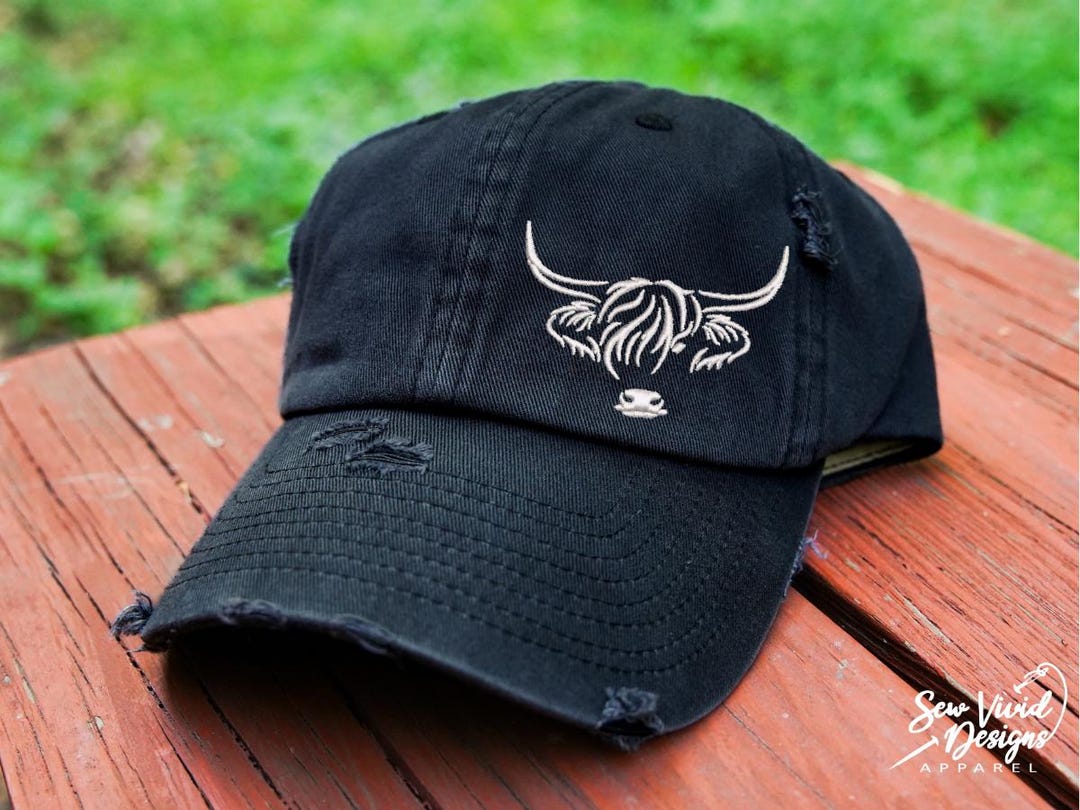 Highland Cow Hat | DISTRESSED Baseball Cap OR Ponytail Hat | Heifer Hat ...