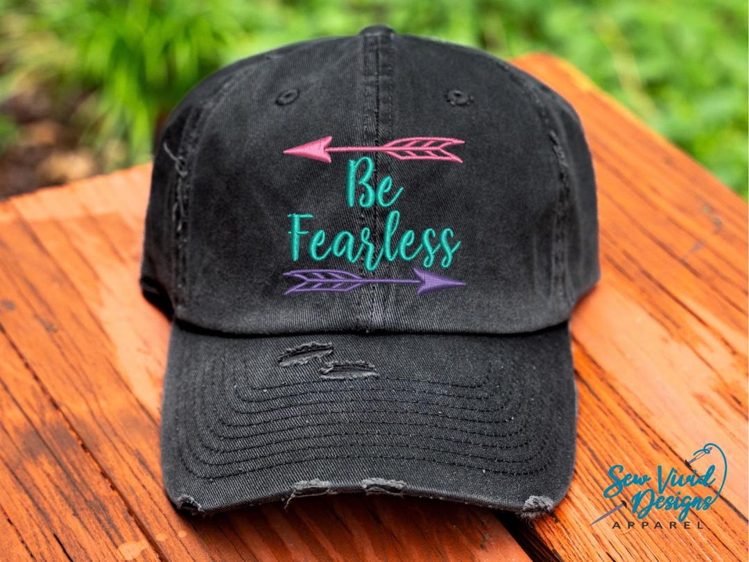 Be Fearless Hat | Distressed Baseball Cap OR High Ponytail Hat ...