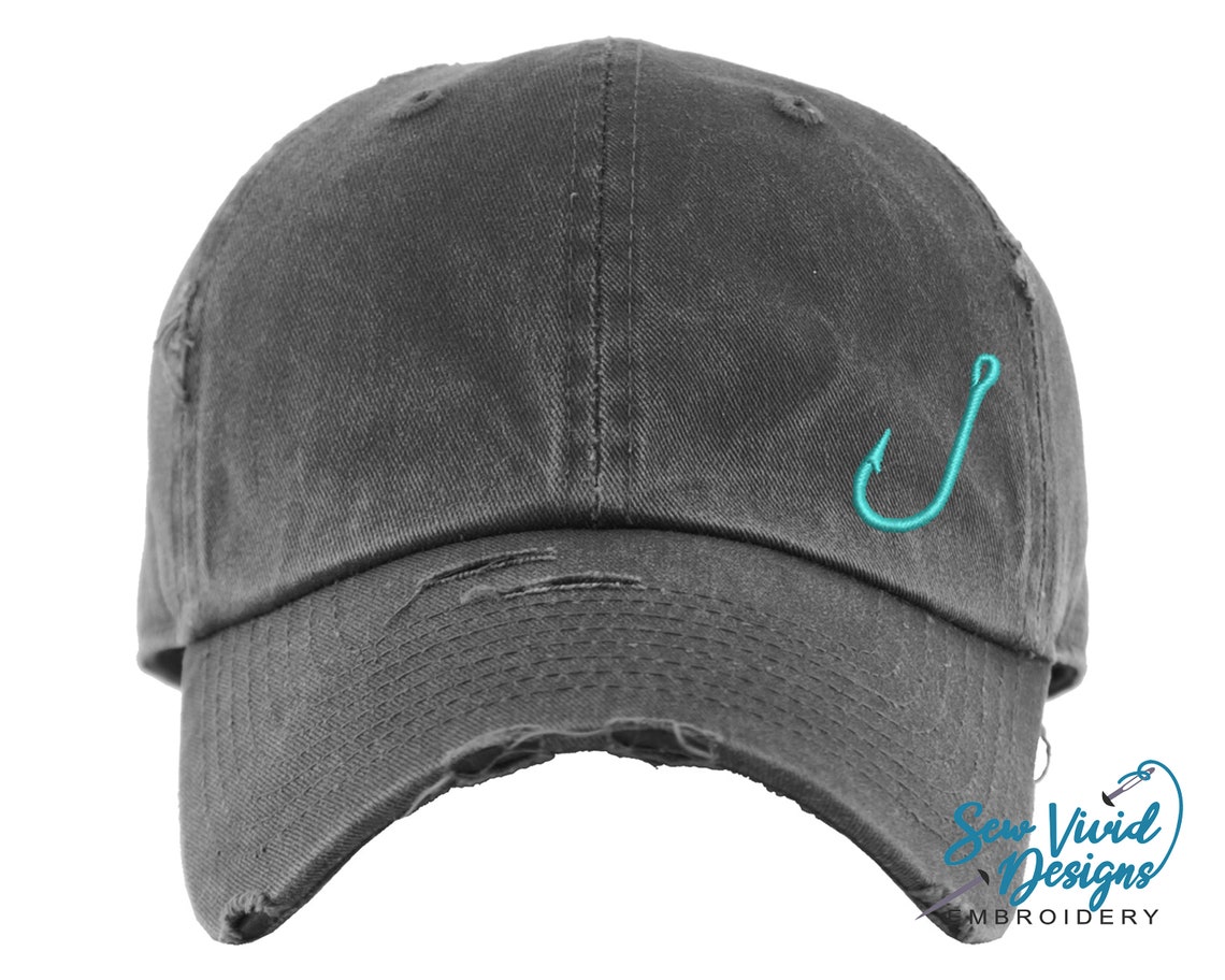 Fish Hook Hat Distressed Baseball Cap OR Ponytail Hat | Etsy