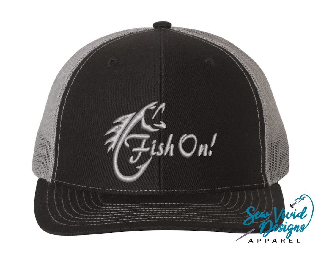Fish on Hat | Fishing Hat | Custom Embroidered 112 Snapback Hat | Bass ...