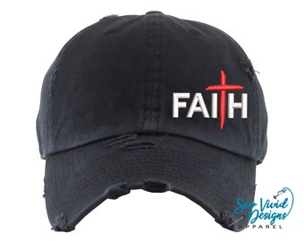 Faith Over Fear Hat Distressed Baseball Cap OR Ponytail Hat Custom ...