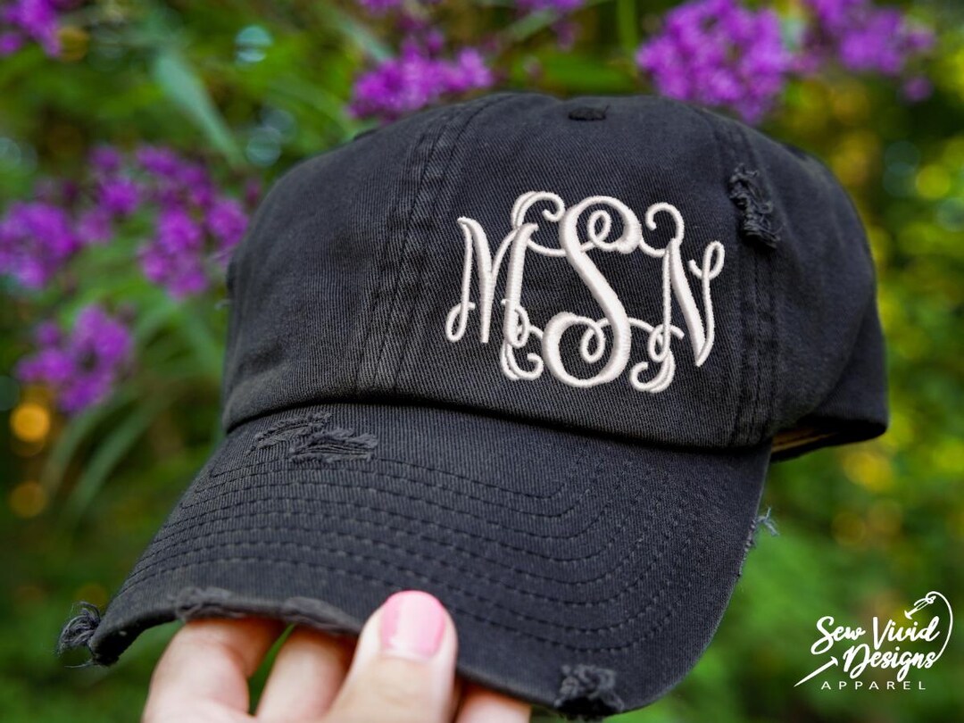 Monogram Hat Offset to Side | Personalized Hat | Ladies Monogram Hat ...