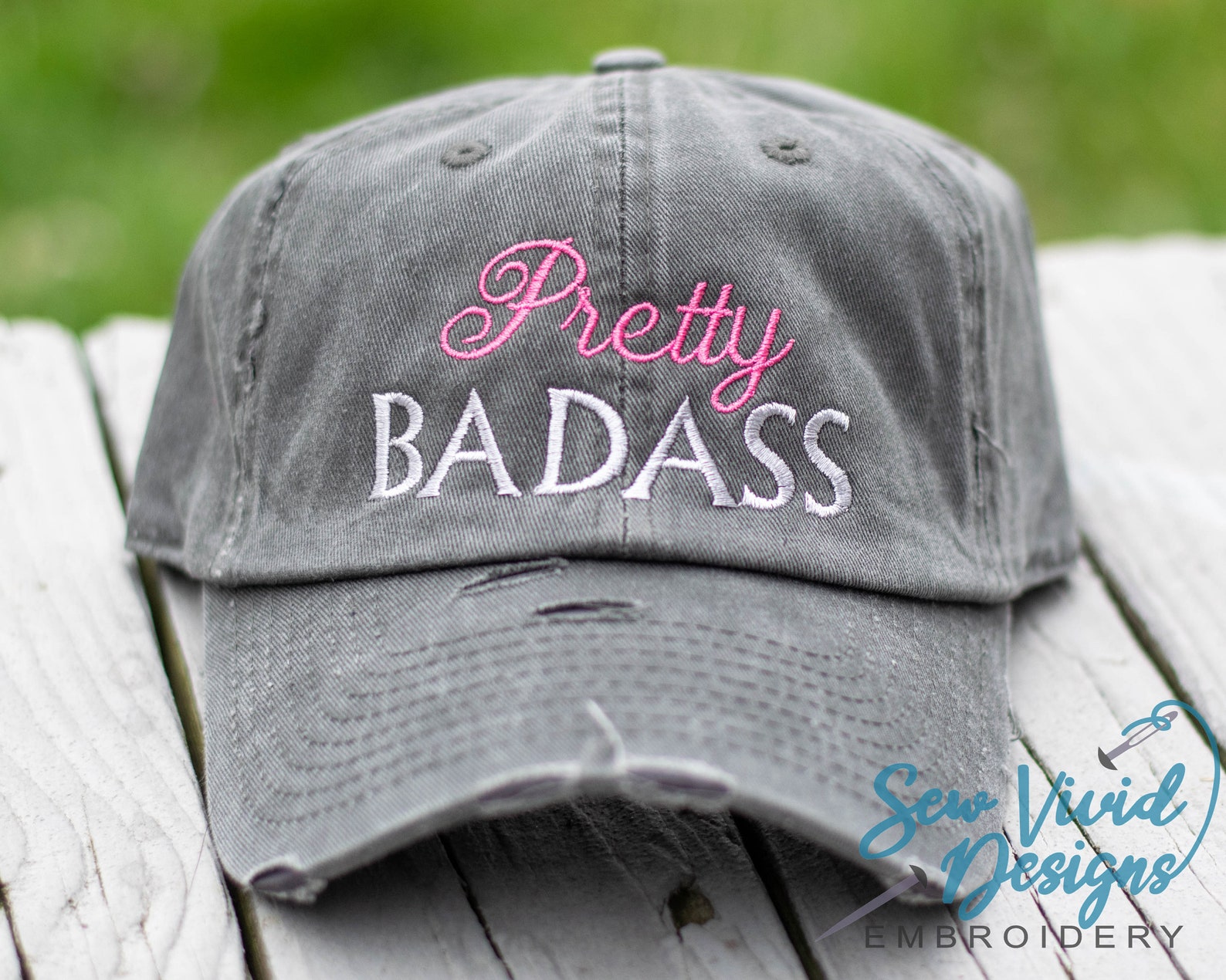 Pretty Badass Hat Distressed Baseball Cap OR Ponytail Hat - Etsy
