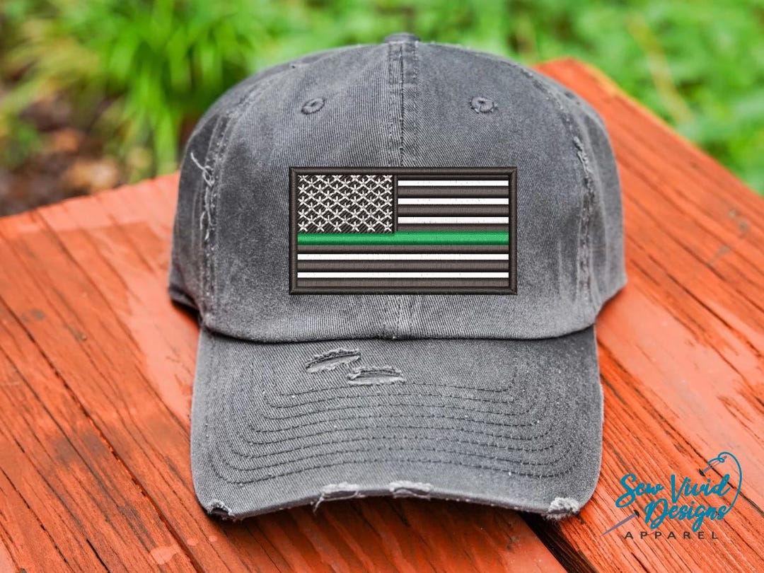 Thin Green Line Hat | Distressed Baseball Cap With Thin Green Line ...