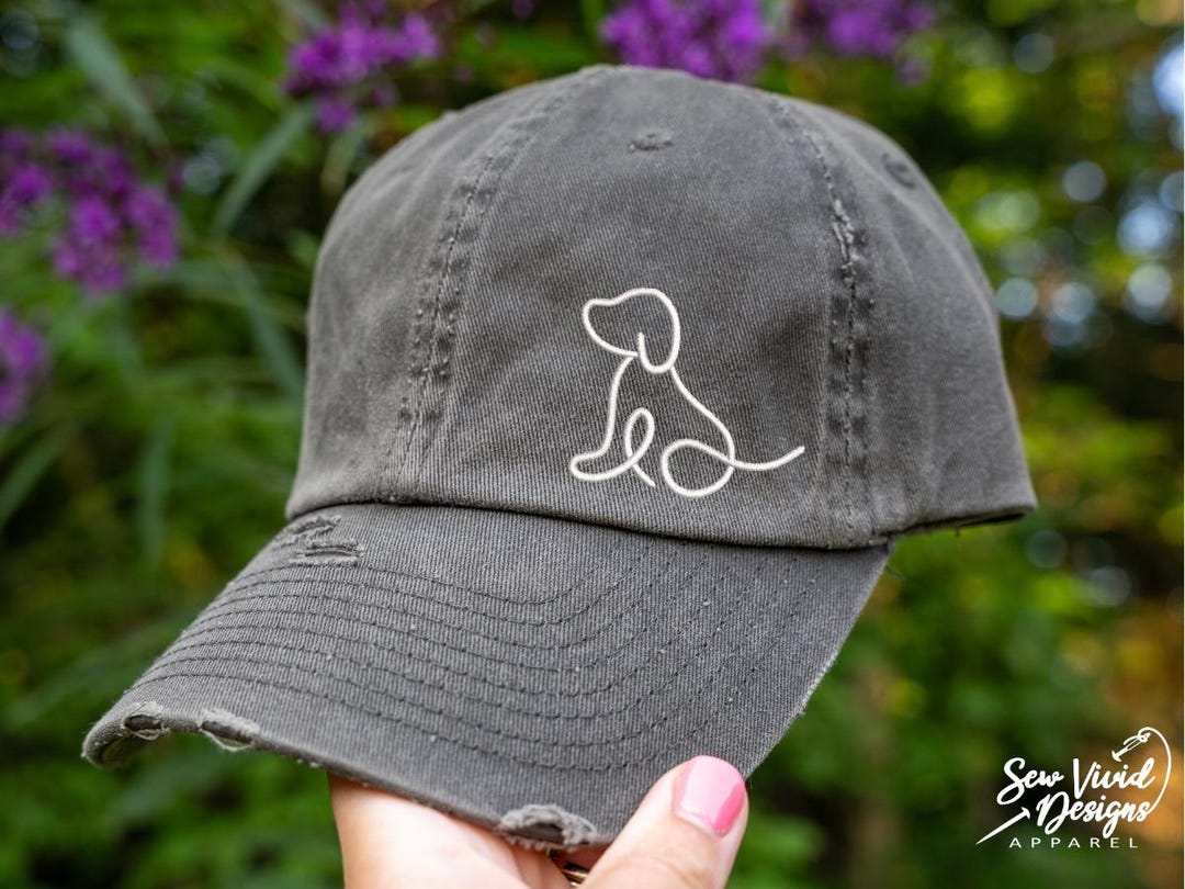 Puppy Outline Hat | Distressed Baseball Cap OR Ponytail Hat | Dog Mama ...