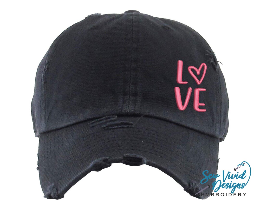 Love Hat Distressed Baseball Cap OR Ponytail Hat Valentines Day Gift ...