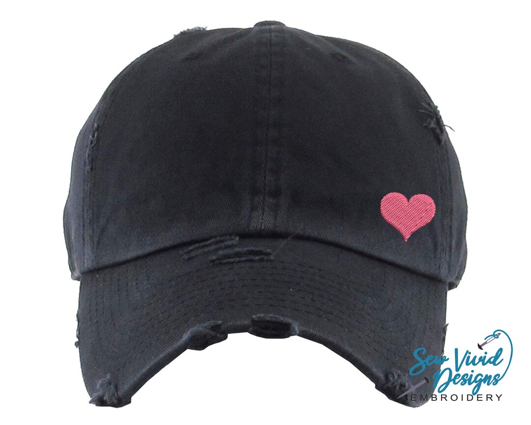Heart Hat Distressed Baseball Cap OR Ponytail Hat Love - Etsy