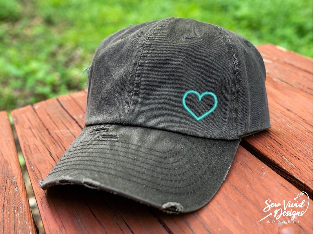 Heart Outline Hat | Distressed Baseball Cap OR Ponytail Hat | Love ...