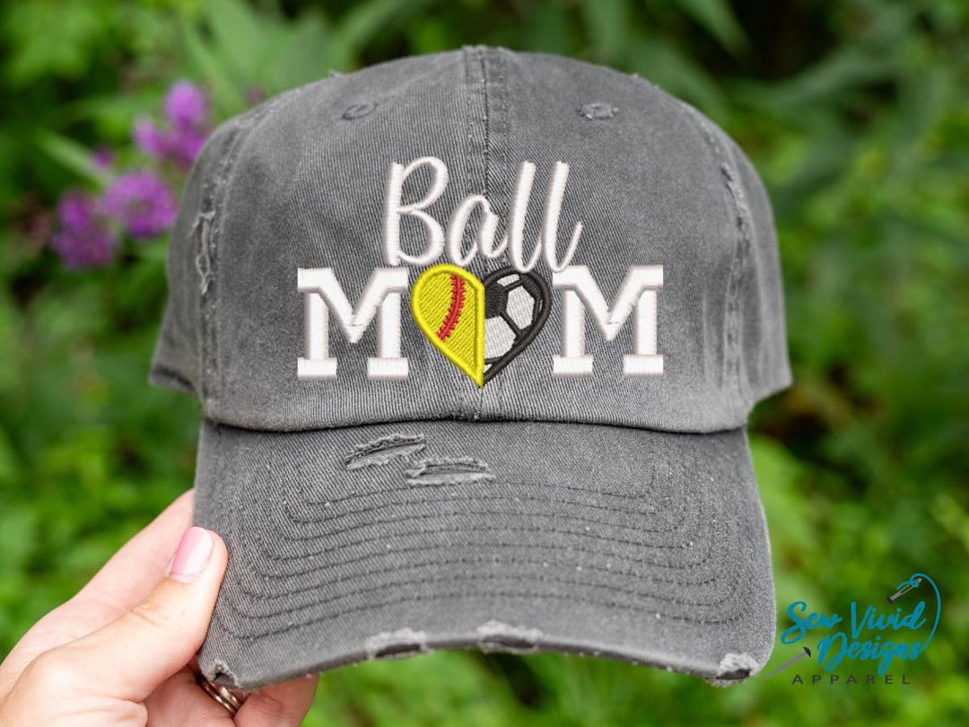 Ball Mom Hat | Distressed Baseball Cap OR Ponytail Hat | Softball ...