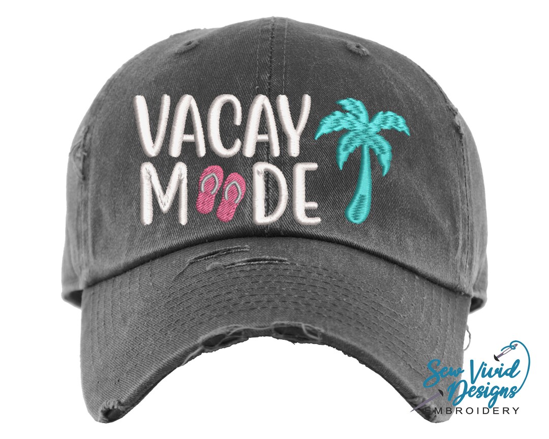 Vacay Mode Hat Distressed Baseball Cap OR Ponytail Hat Beach Hat for ...