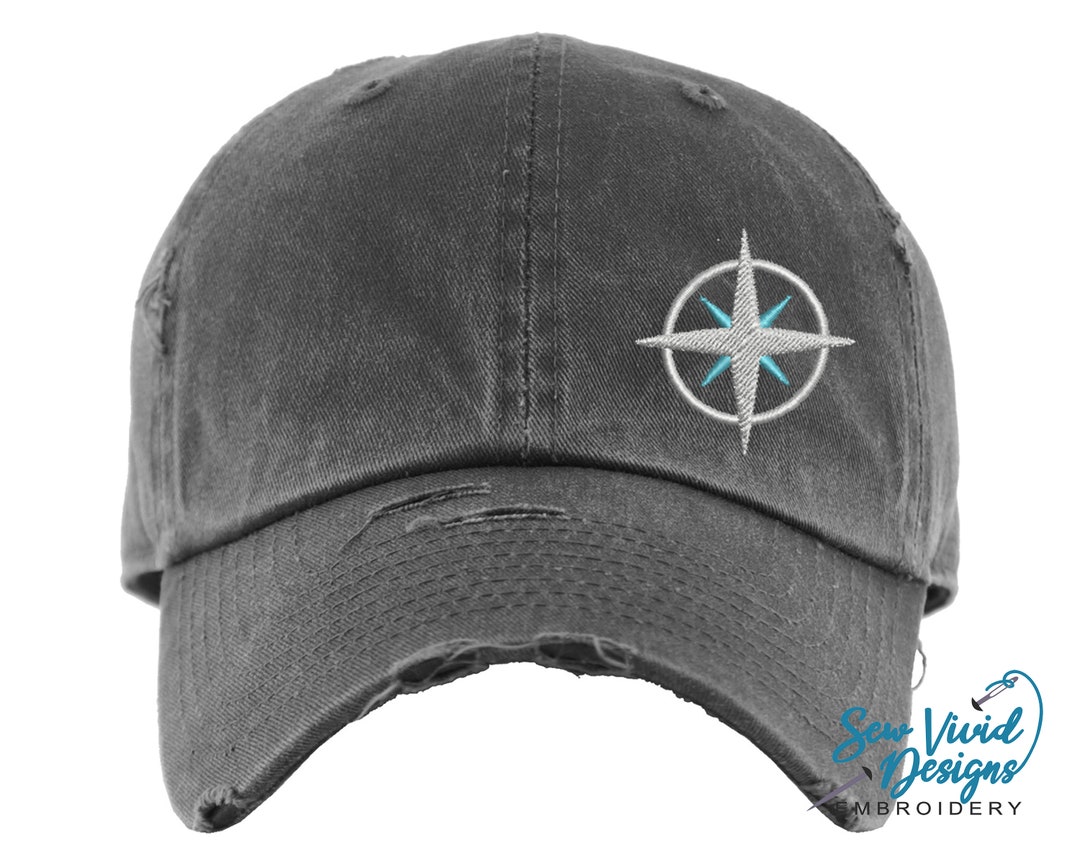 Compass Hat Distressed Baseball Cap OR Ponytail Hat Hiking Hat Summer ...