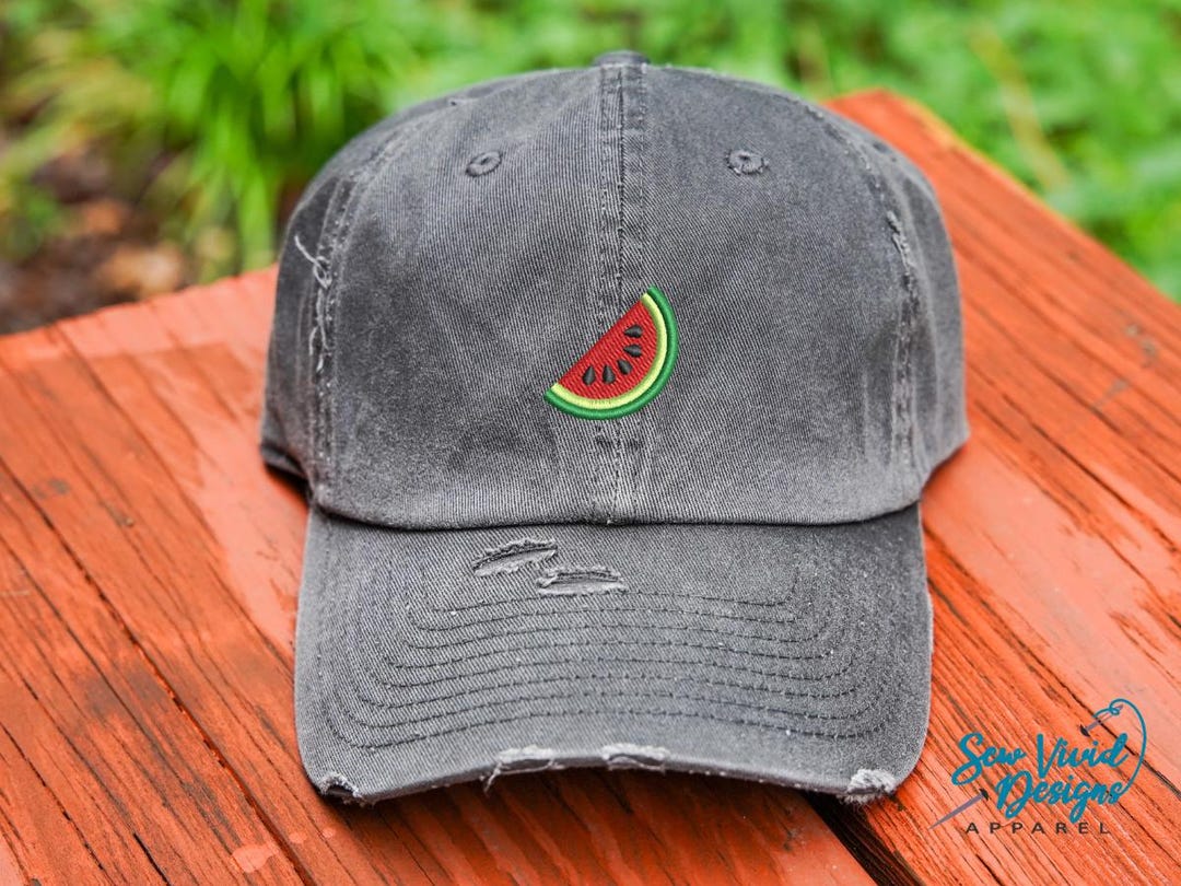 Watermelon Hat | Distressed Baseball Cap OR Ponytail Hat | Embroidered ...