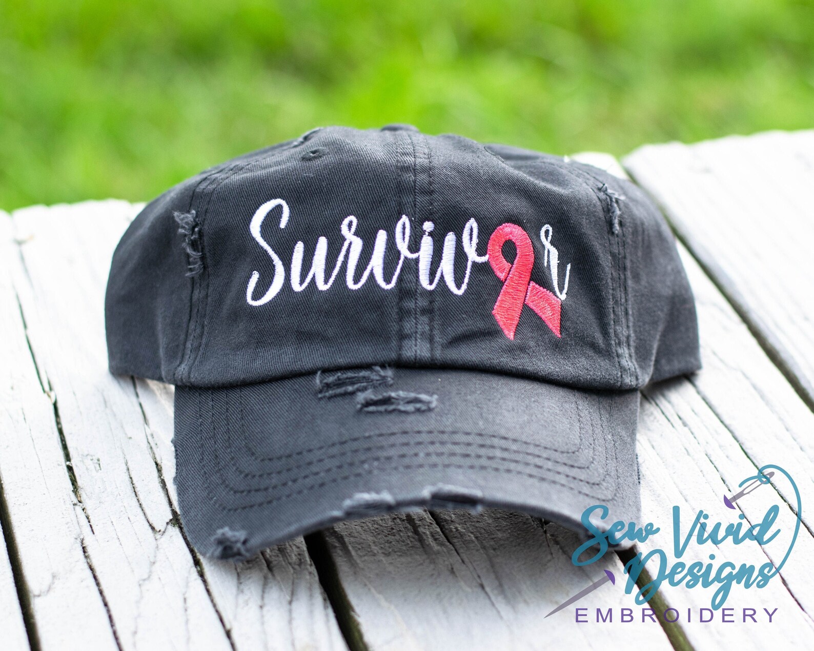 Cancer Survivor Hat Distressed Baseball Cap OR Ponytail Hat - Etsy