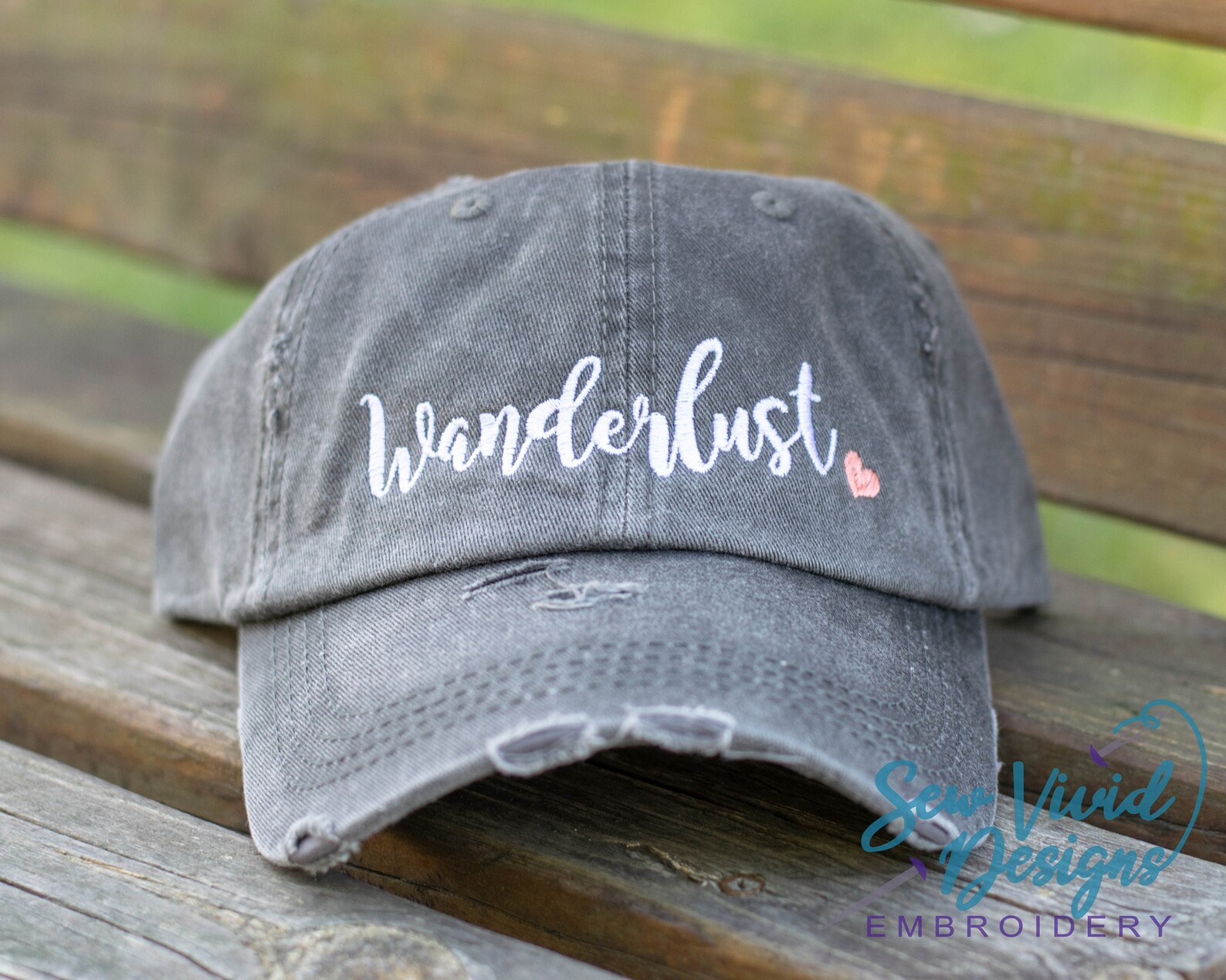 Wanderlust Hat Distressed Baseball Cap OR Ponytail Hat - Etsy