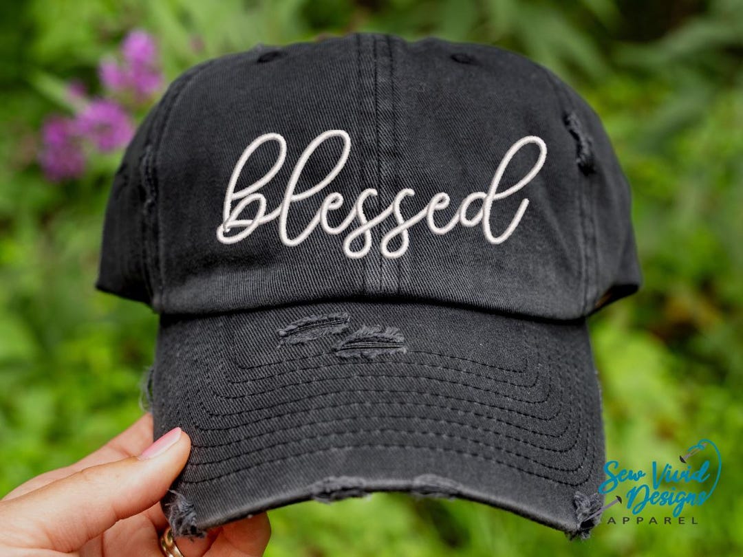Blessed Hat | Distressed Baseball Cap OR Ponytail Hat | Thankful ...