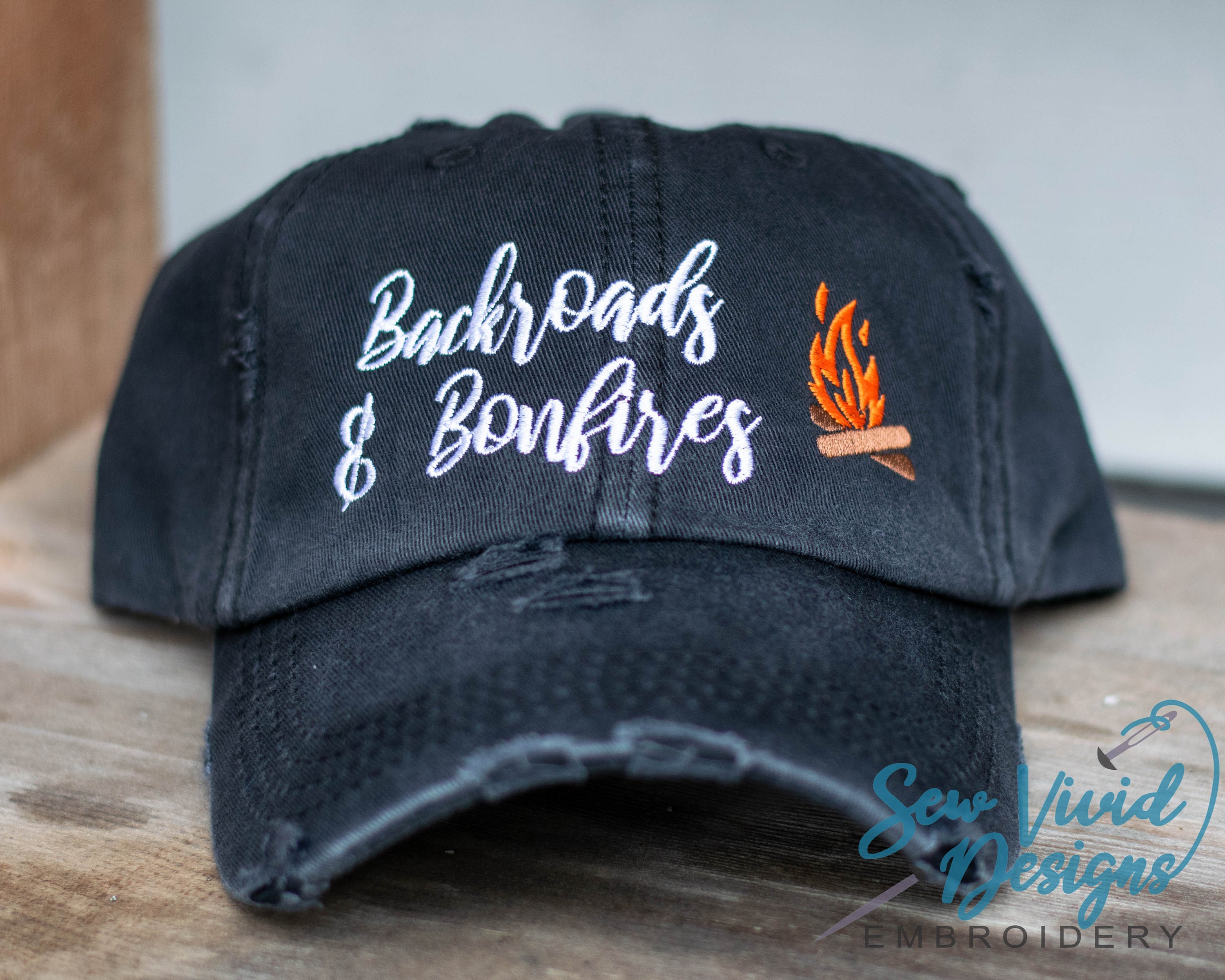 Backroads and Bonfires Hat Distressed Baseball OR Ponytail | Etsy