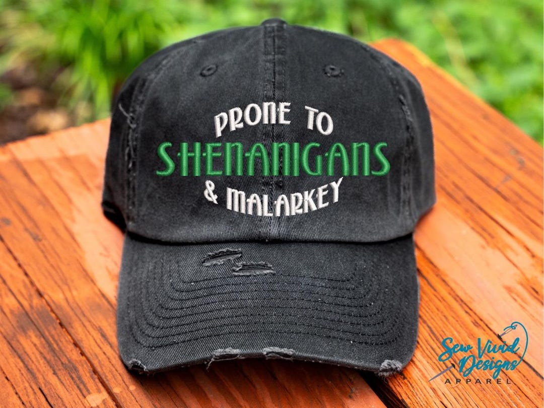 Prone to Shenanigans & Malarkey | Distressed Baseball Cap OR Ponytail Hat | St. Patrick's Day ...