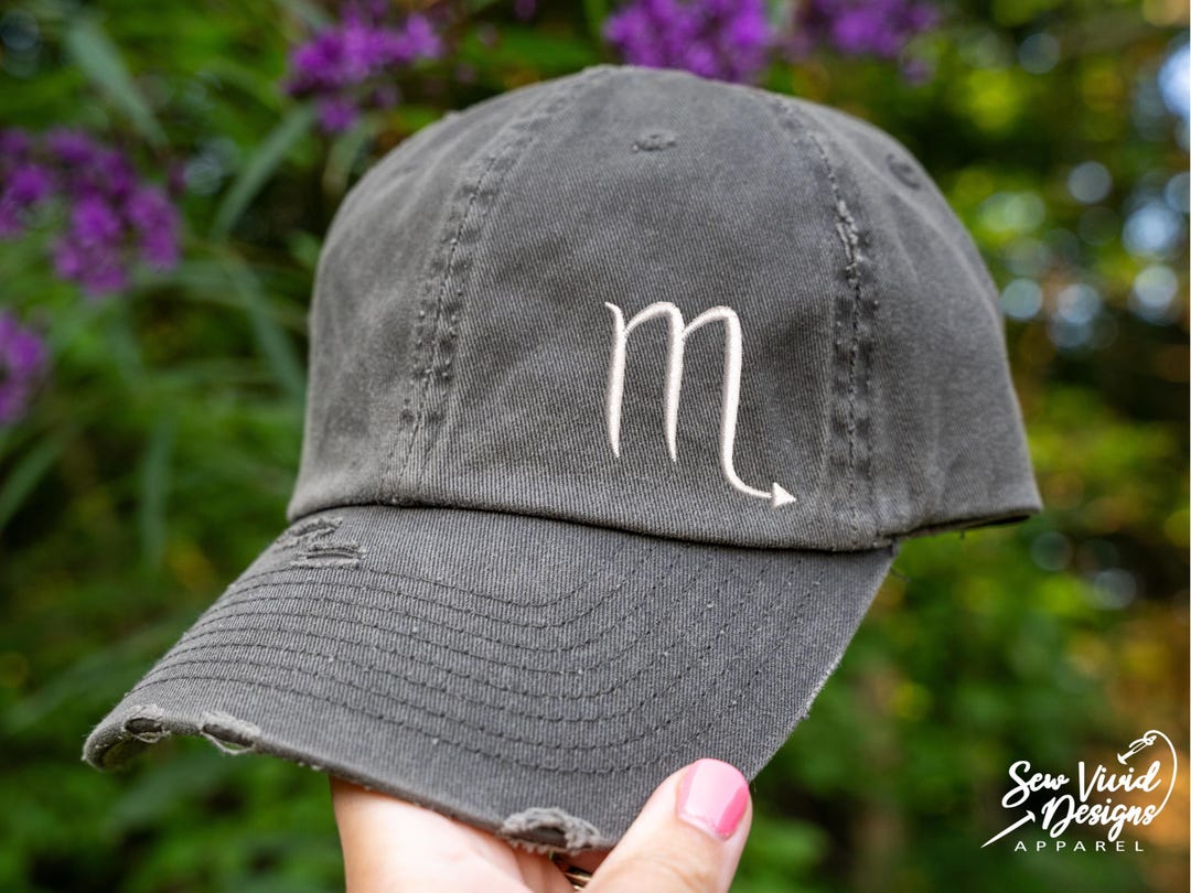 Scorpio Sign Hat | Distressed Baseball Cap OR Ponytail Hat | Zodiac ...