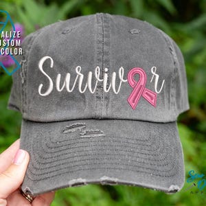 Cancer Survivor Hat | Distressed Baseball Cap OR Ponytail Hat | Cancer ...