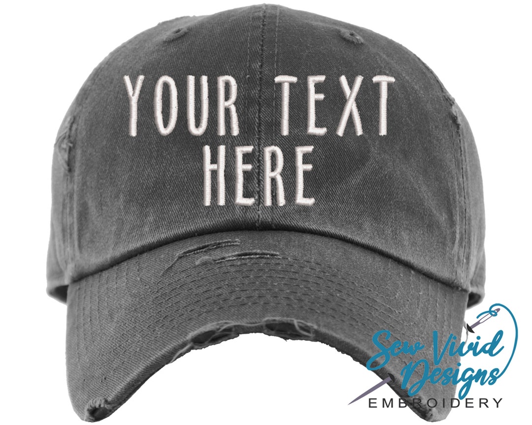 Custom Hat DISTRESSED Baseball Cap OR Ponytail Hat Custom Embroidered ...