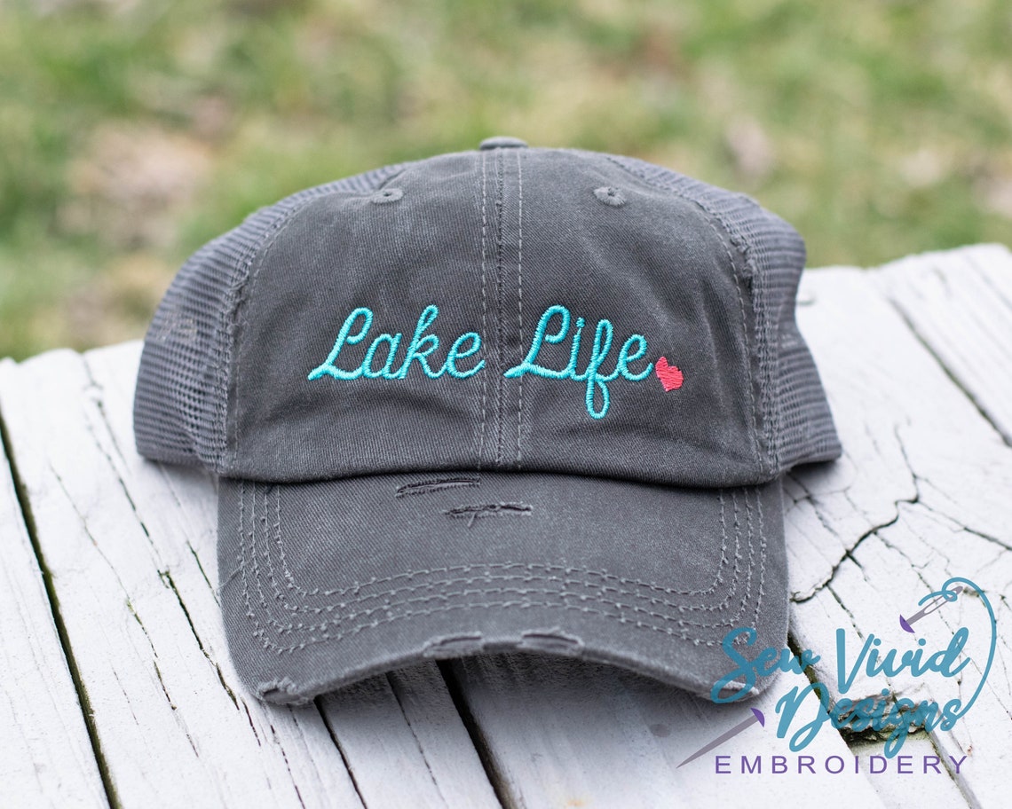 Lake Life Hat Distressed Baseball Cap OR Ponytail Hat Lake - Etsy
