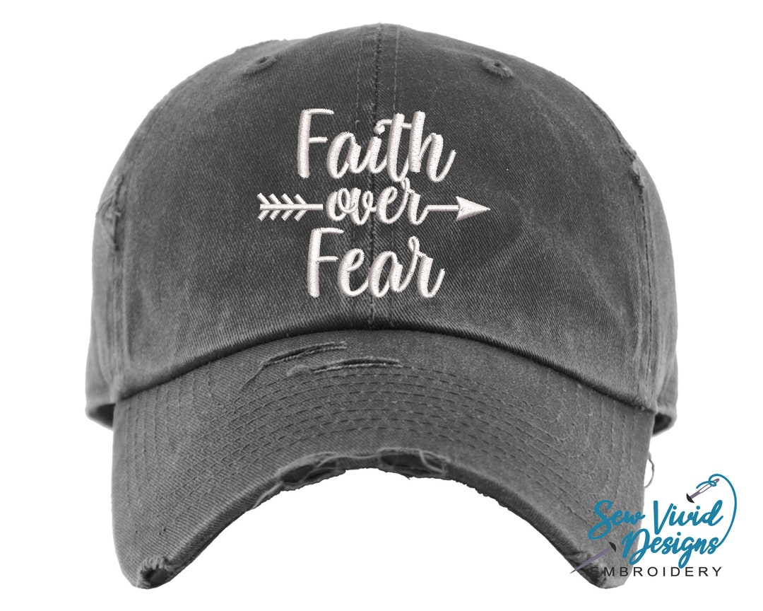 Faith Over Fear Hat Distressed Baseball Cap OR Ponytail Hat Custom ...