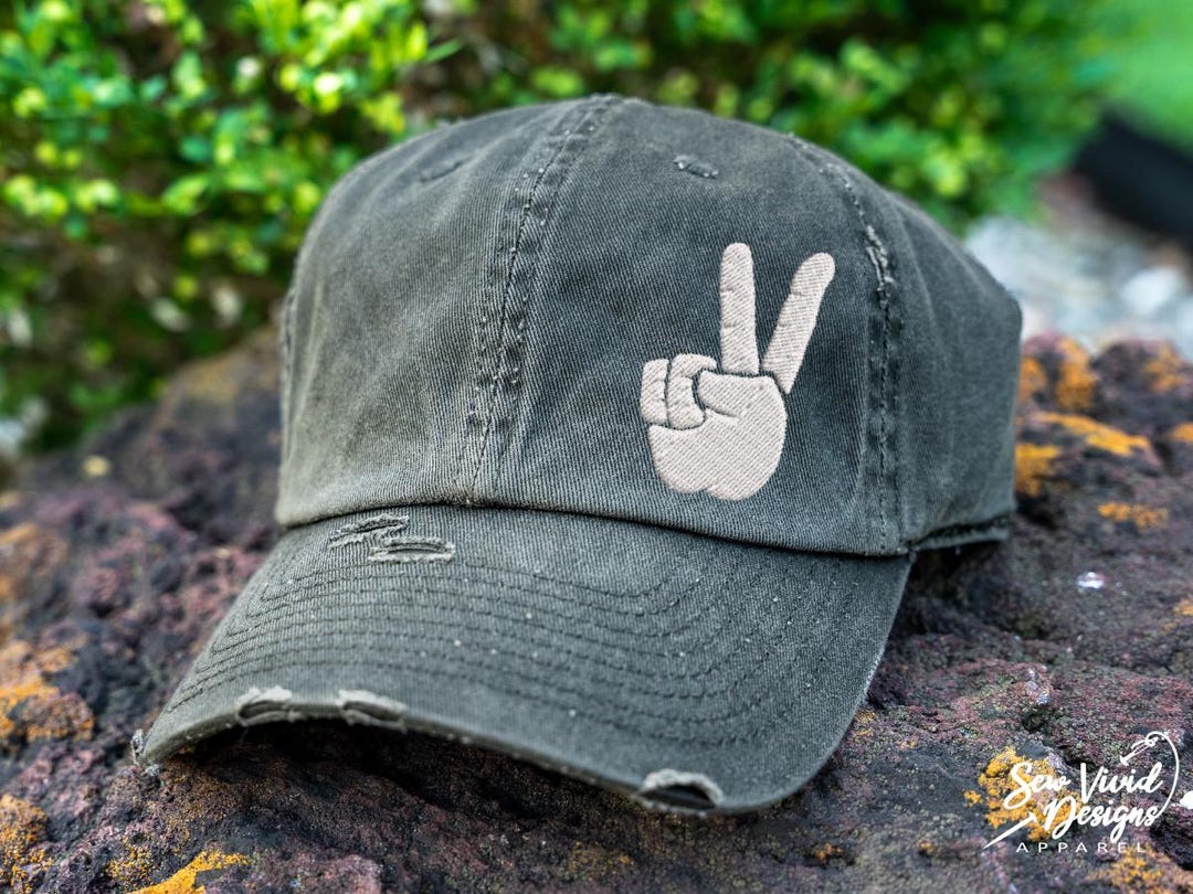 Peace Sign Hat | Distressed Baseball Cap OR Ponytail Hat | Hippie Hat ...