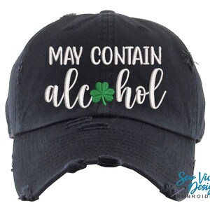 May Contain Alcohol Hat With Shamrock Distressed Baseball Cap OR ...