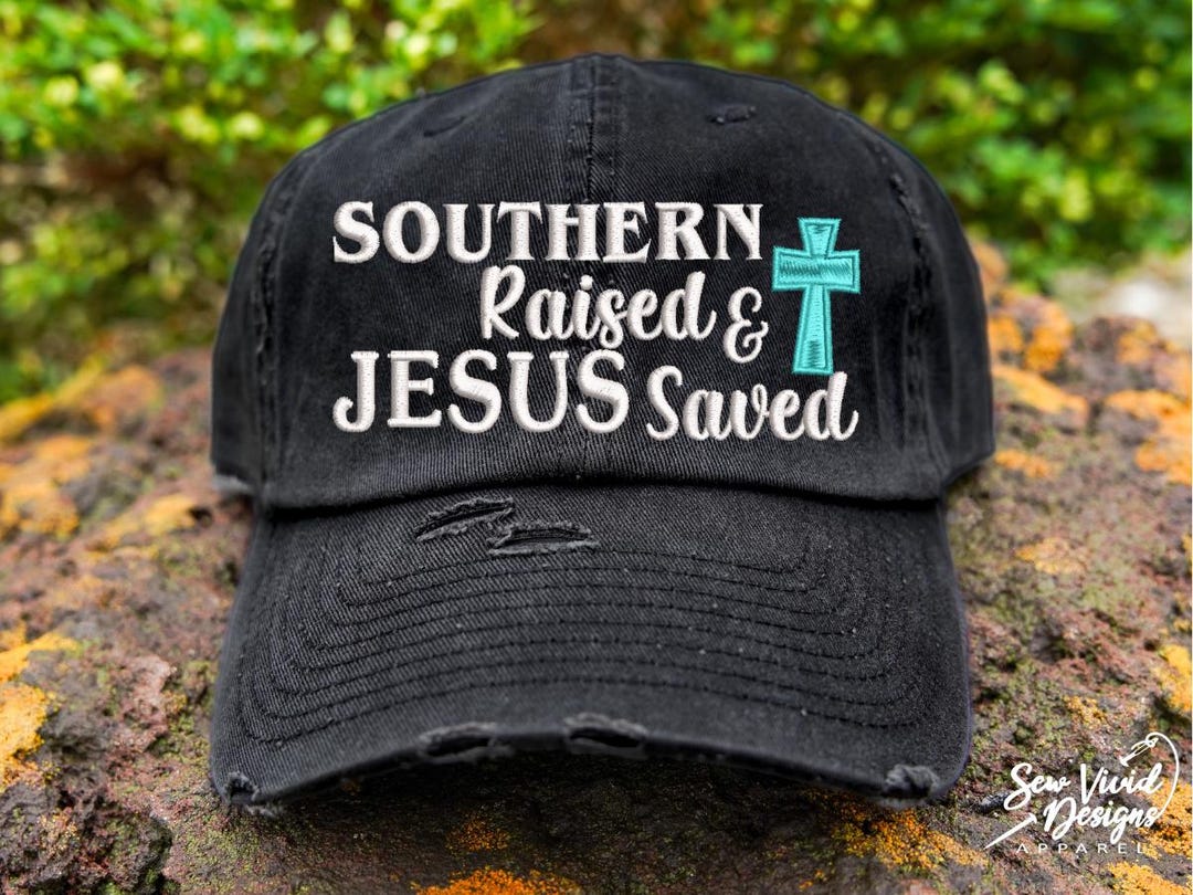 Southern Raised & Jesus Saved Hat | Distressed Baseball Cap OR Ponytail ...