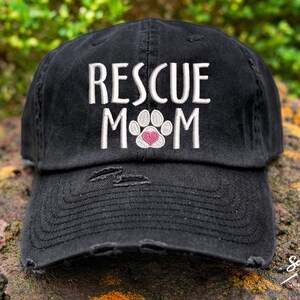 Rescue Mom Hat With Heart | Distressed Baseball Cap OR Ponytail Hat ...