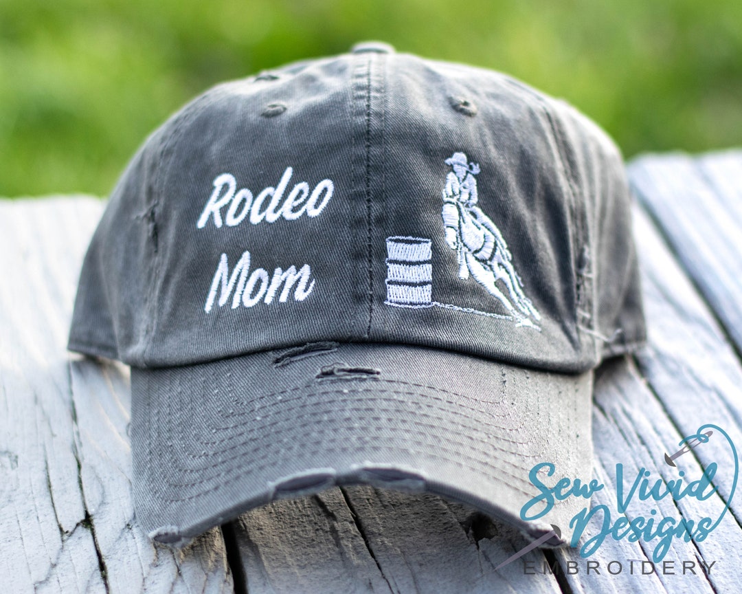 Rodeo Mom Hat With Barrel Racer Distressed Baseball Cap OR Ponytail Hat ...