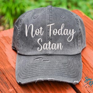 Not Today Satan Hat | Distressed Baseball Cap OR Ponytail Hat | Vintage ...