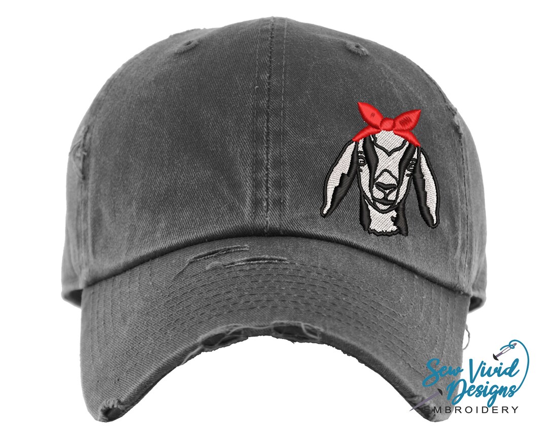 Goat Bandana Hat Distressed Baseball Cap OR Ponytail Hat Vintage Dad ...