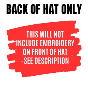 Back of Cap Personalized on a BLANK Front Cap- Name on Back of Cap ...