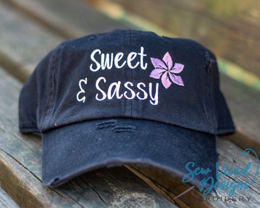 Sweet & Sassy Hat Distressed Baseball Cap OR High Ponytail - Etsy