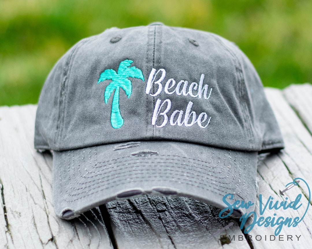 Beach Babe Hat Distressed Baseball Cap OR Ponytail Hat Hat for Vacation ...